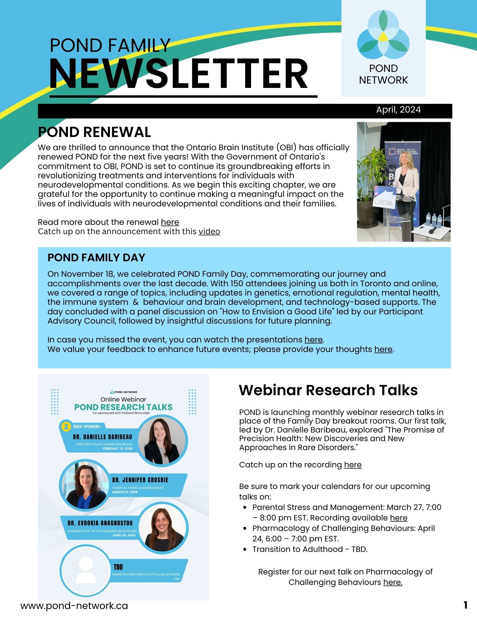 Newsletters - Province of Ontario Neurodevelopmental Network